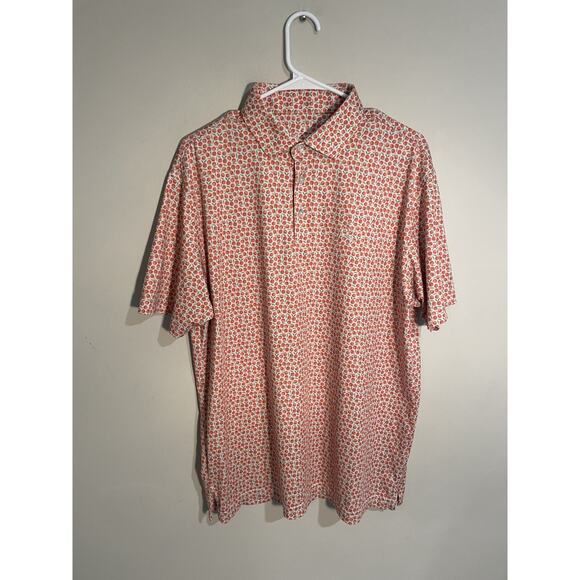 Rhoback | Shirts | Rhoback Polo Shirt Mens L White Orange Peach Peaches ...